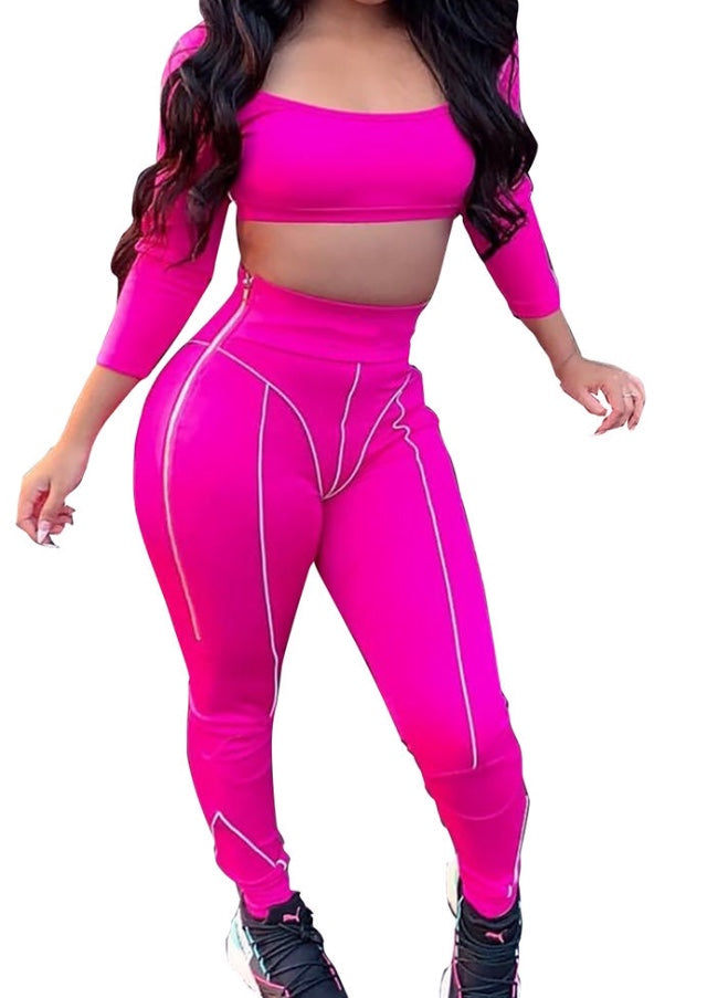 Pretty in Pink | two piece pant set (bright pink) – A Dose of Style