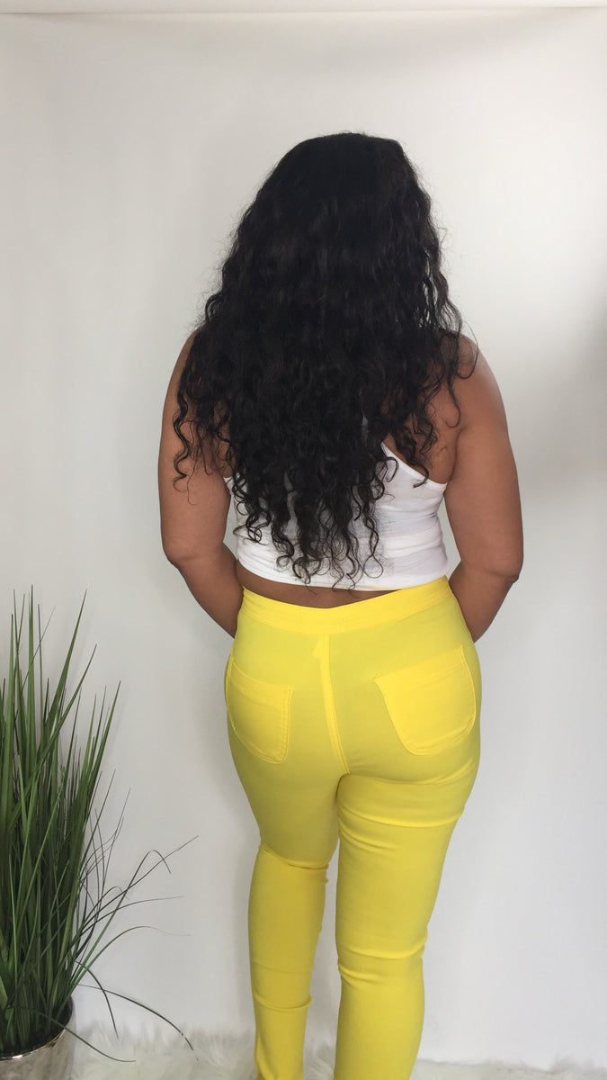 Delicious jeans- high waist pants (yellow) – A Dose of Style